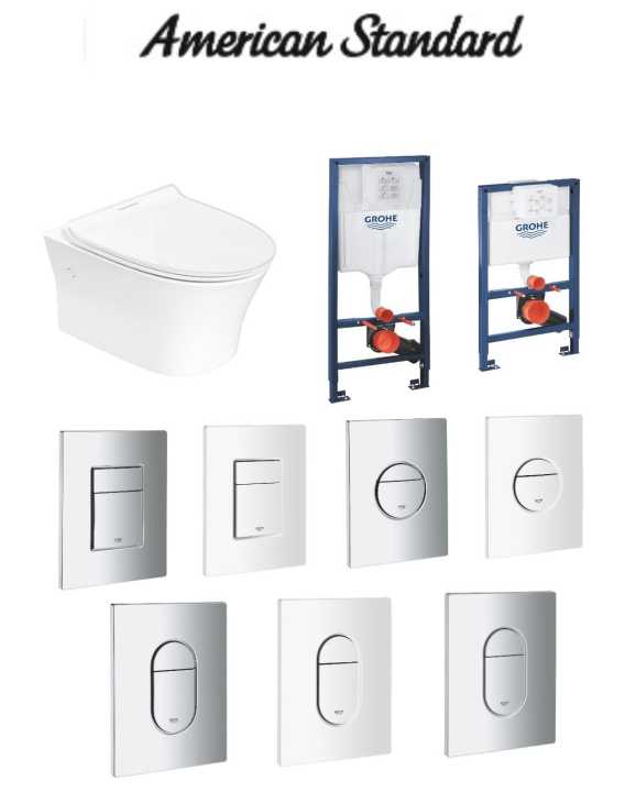 American Standard Signature Wall Hung Toilet Bowl With Grohe Concealed ...
