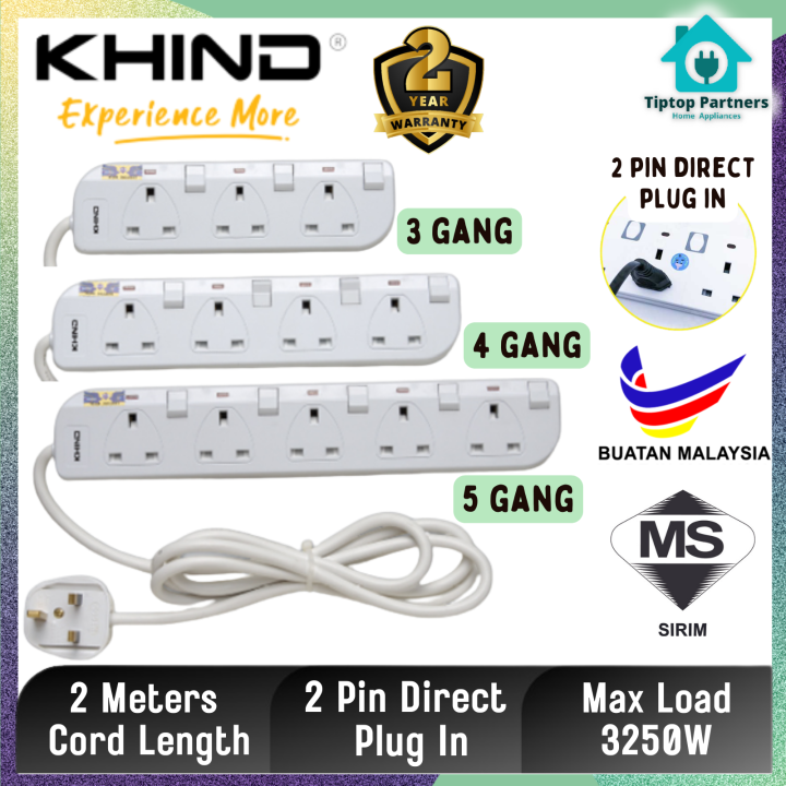 Khind Trailing Socket Multi Way Adaptor / Extension Wire (3 Gang / 4 ...