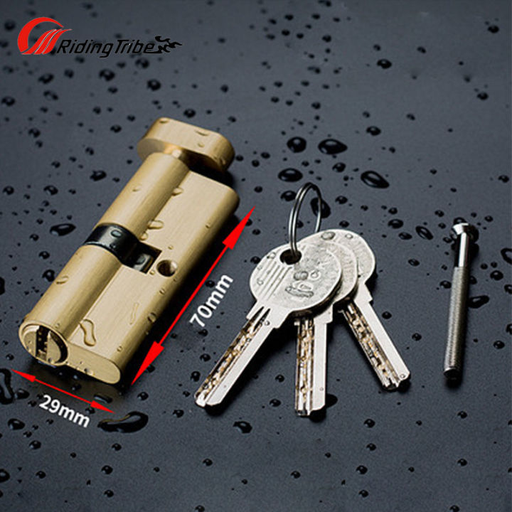 Home Safety Lock Cylinder With 3 Keys, Door Gate Polished Brass Key ...