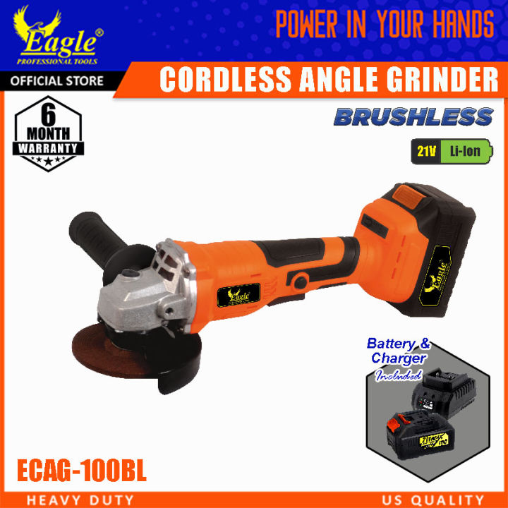 Eagle Cordless Angle Grinder Brushless 3.0Ah 21V Li-ion Battery | Lazada PH