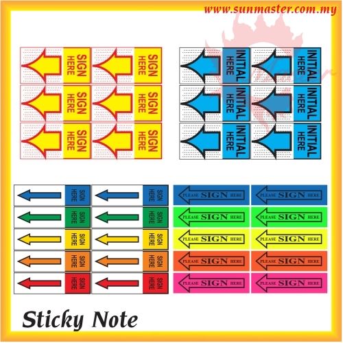 Sign Here Sticky Note | Color PP Stick-It Note | Index Sticker | Sticky ...