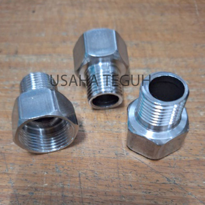 Sok Kran Drat Dalam 3/4" x Drat Luar 1/2" Stainless / Double Nepel | Lazada Indonesia