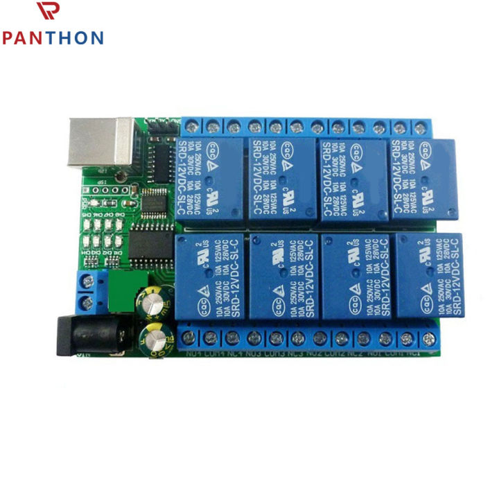 Panthon 2 In 1 Dc 5v 12v 24v 8ch Usb Serial Port Relay Module Uart Rs232 Ttl Switch Board Ch340