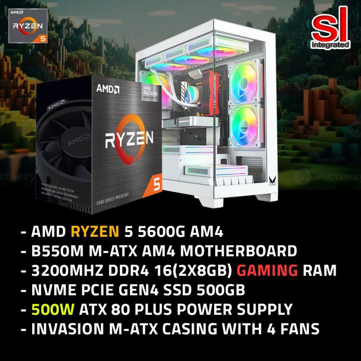 Gaming PC Package with RYZEN 5 5600g (8GB DDR4 / 500GB M.2) | Lazada