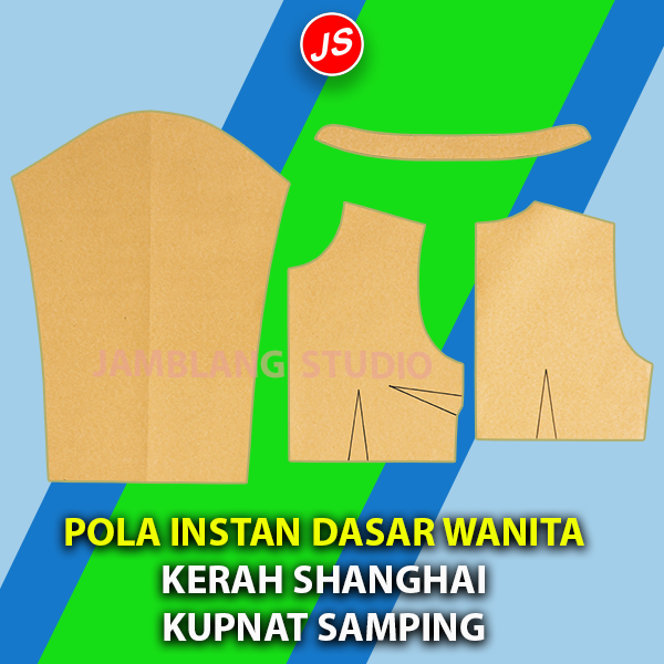 Pola Dasar Kerah Shanghai Kupnat Samping Dewasa [ Pola Baju Jamblang ...