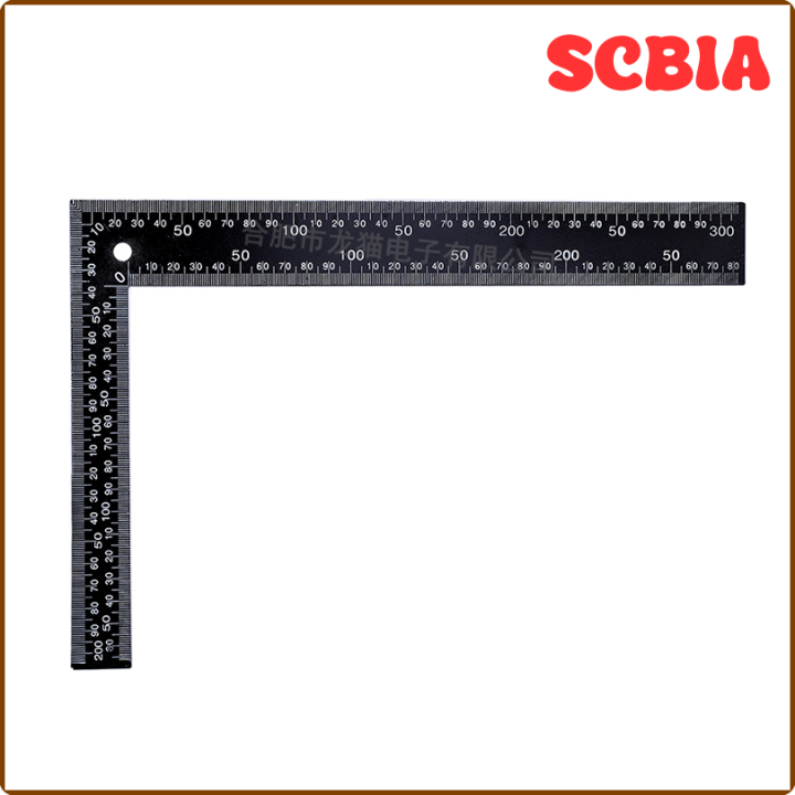 SCBIA Black Stainless Steel 20x30cm 90 Degree Square Ruler Scale ...