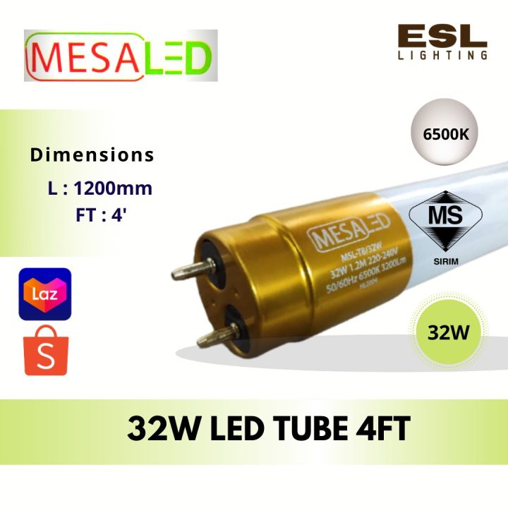 ESL LIGHTING MESALED Led Tube 32W 4Feet SIRIM One Year Warranty (30 ...