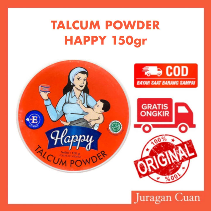 BEDAK HAPPY TALCUM POWDER 150 GR / BEDAK VITAMIN E / MENGHARUMKAN ...