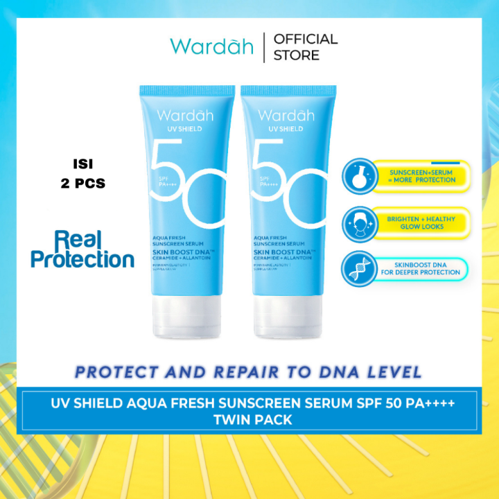 Bundling isi 2 Pcs Wardah UV Shield Aqua Fresh Essence SPF 50 Netto 30 ...