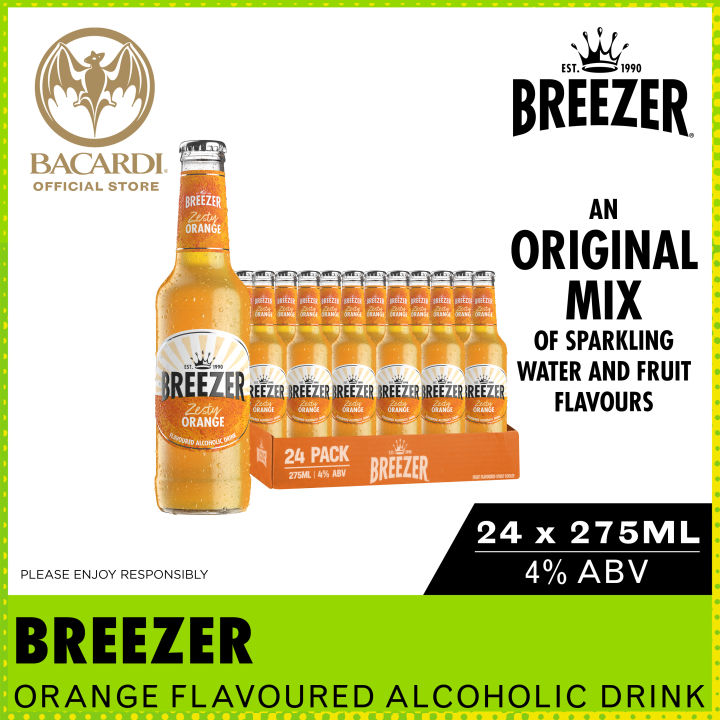 [1 CASE] BREEZER Orange Flavoured Alcohol Drink - 275ml / 27.5cl, 4% ABV x24 - Zesty Orange ...
