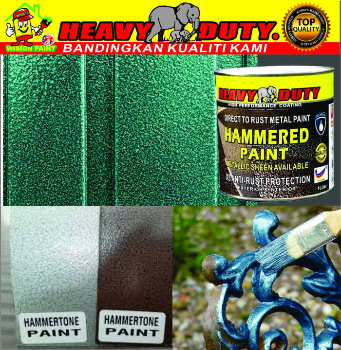 1L HAMMERED PAINT ( HEAVY DUTY ) smooth Finish Direct to Rust Metal ...