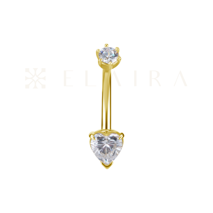 18k Solid Gold Heart Shape Belly Ring | Lazada