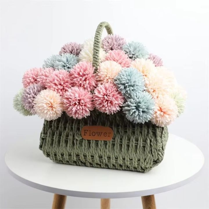 dohobby ขอบย้อม ลูกบอลดอกไม้ปลอม วัสดุดอกไม้ DIY ผ้าไหม ดอกเบญจมาศ ...