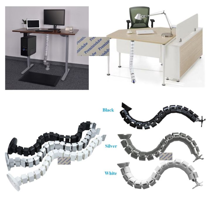 Square Round Office Meeting Table Working PC Desk Cable Organizer Snake ...