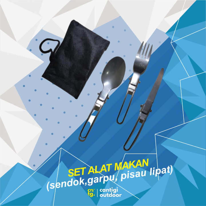 Sendok set lipat Picnic Equipment Sendok Garpu Pisau Lipat Portabel ...