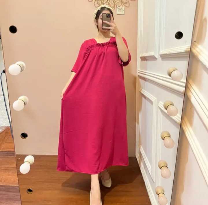 Shena Dress / Daster Zara Crinkle Airflow / Daster Kerut Dada Jumbo ...