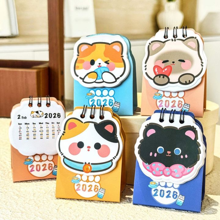 Foldable Mini Desk Calendar Table Planner Mini Double-Thread Desktop ...