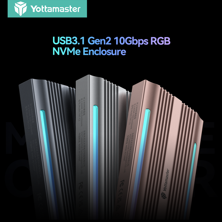 Yottamaster 10Gbps RGB Gaming SSD case for M.2 NVMe SSD USB 3.1 Gen2 ...