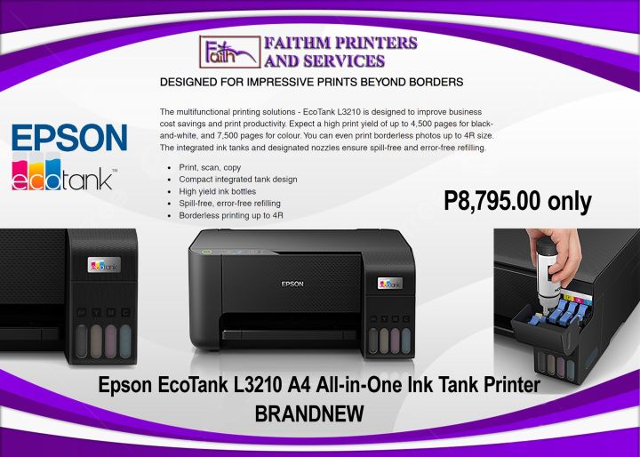 EPSON L3210 ECO TANK BRAND NEW WITH 1 SET GENUINE INK | Lazada PH