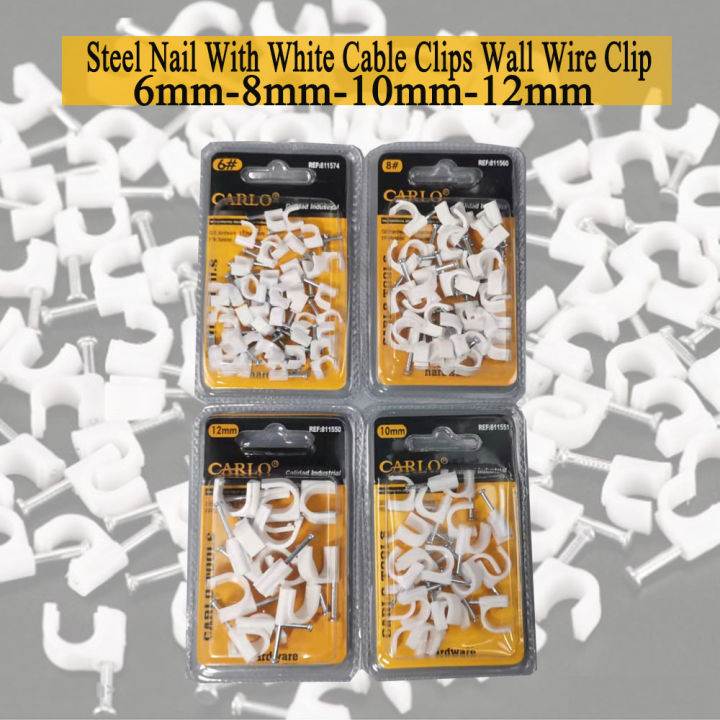 Round white Cable Clip With concrete nail Wire Organizer/ PVC, Metal ...
