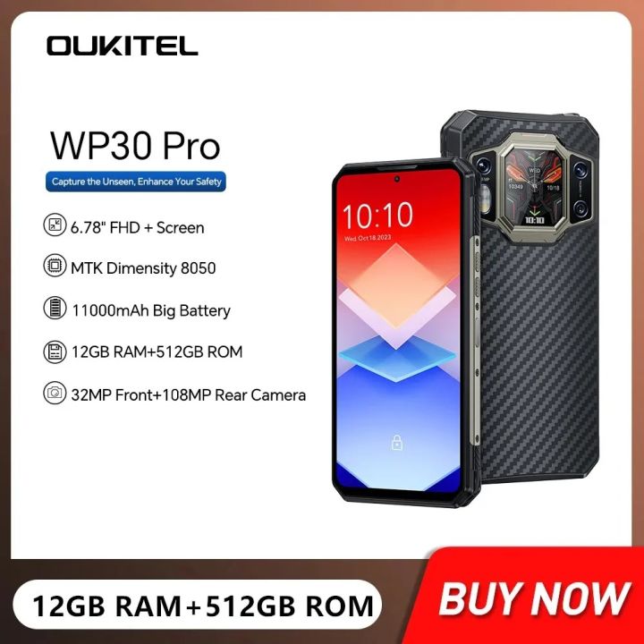 Oukitel WP30 Pro 5G Rugged Smartphones Octa Core 12GB+512GB 6.78Inch FHD Android 13 Mobile Phone ...