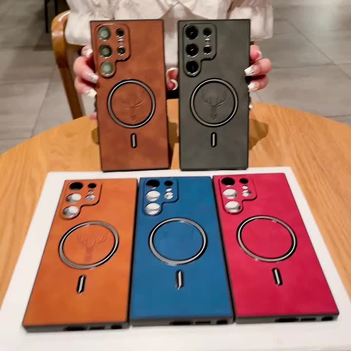 Sheepskin magnetic wireless charging case for Samsung Galaxy S24 S23 S22 S21 Ultra Plus fe note ...