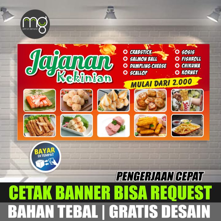 Spanduk aneka jajanan kekinian / baner sosis bakar / banner seblak ...