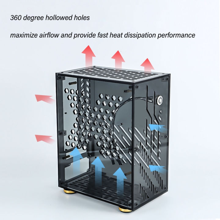 Micro ITX PC Case 360 Degree Cooling Mini Computer Case Metal Button ...