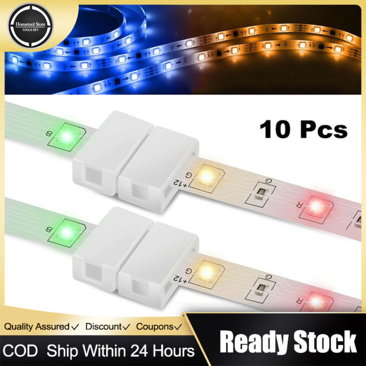 10 PCS 4 Pin 10mm LED Strip Solderless Connector For 5050/3528 RGB ...