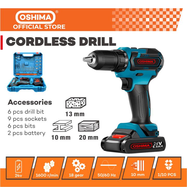 OSHIMA 24V 1600Rpm Cordless Drill Driver 12V Lithium Battery ...