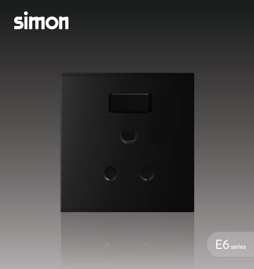 Simon E6 Series 15A Switched Socket Outlet - Black Color | Lazada