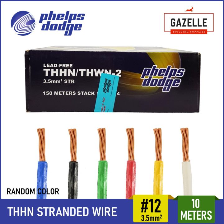 Phelps Dodge THHN / THWN-2 Stranded Wire Gauge #12 3.5mm2 (Per 10 Meters) Copper Lead Free ...
