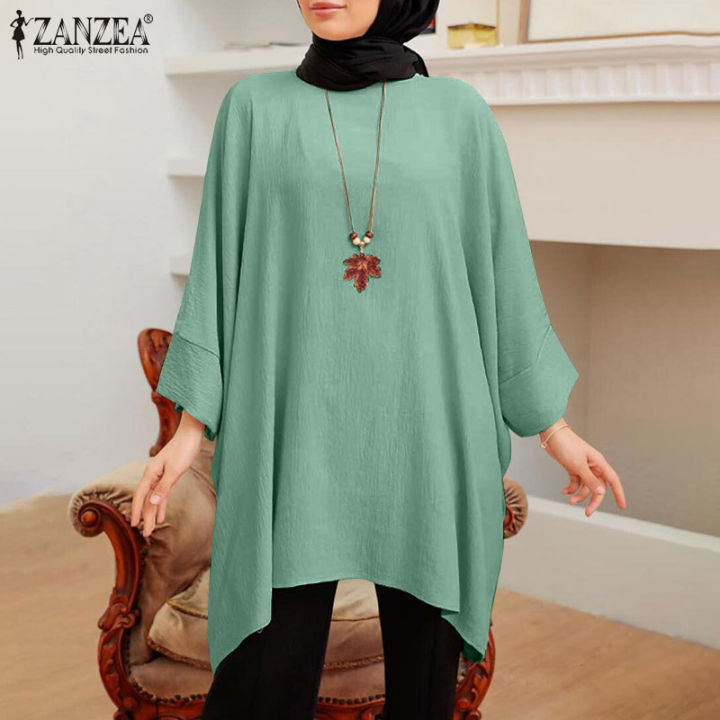 HijabFab ZANZEA Muslimah Womens Muslim Abaya 3/4 Sleeve Tops ...