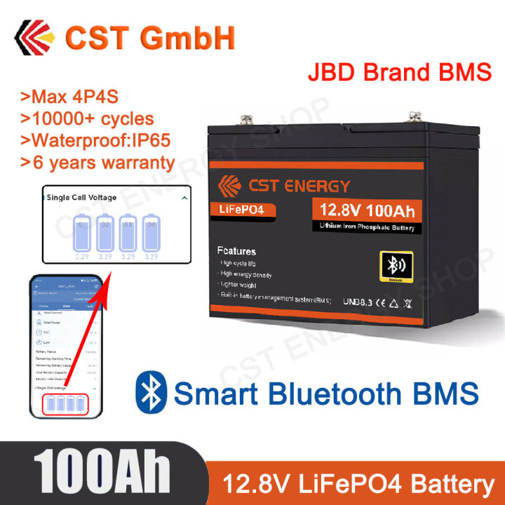CST ENERGY 12V 100Ah Bluetooth LifePO4 Lithium Iron Battery ...