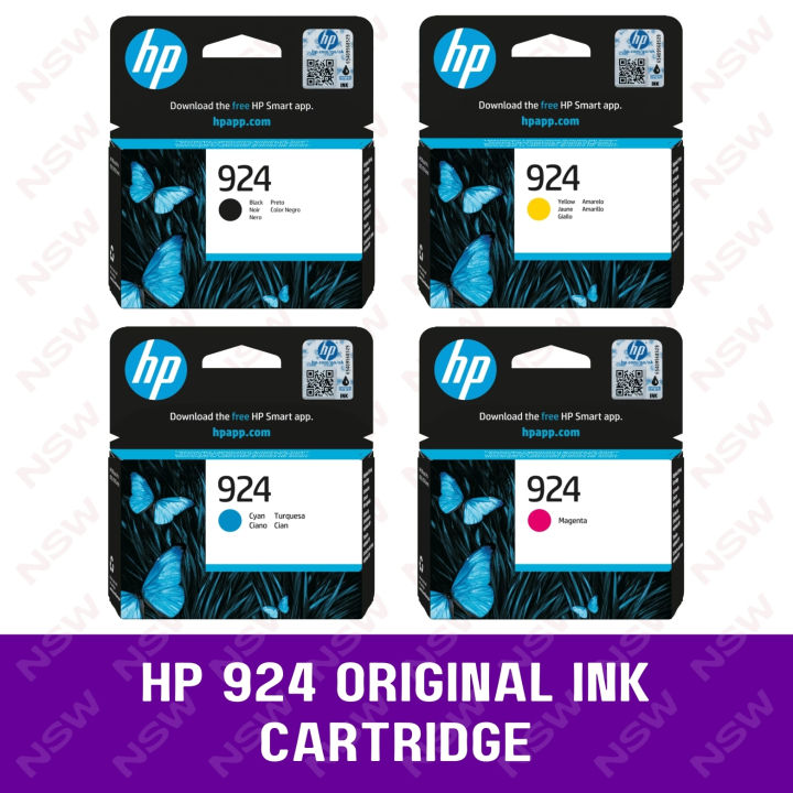 HP 924 Original Ink Cartridge - Black (4K0U6NA) or Cyan (4K0U3NA) or Yellow (4K0U5NA) or Magenta ...
