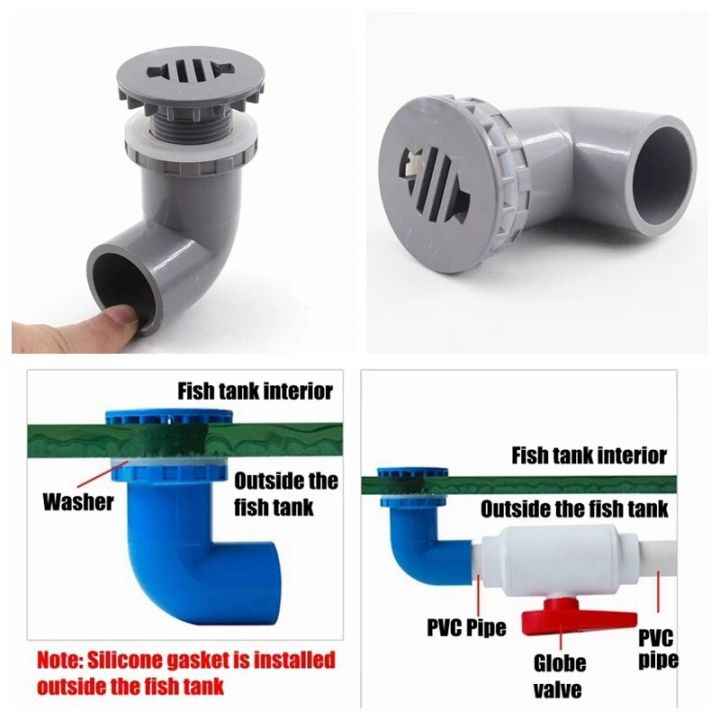 1~20pc I.d 20~50mm Aquarium Fish Drain Joints Pvc Fittings Garden ...