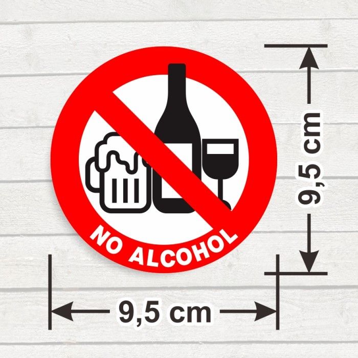 Sticker Sign Bundar No Alcohol Stiker Label Vinyl Anti Air No Alkohol ...