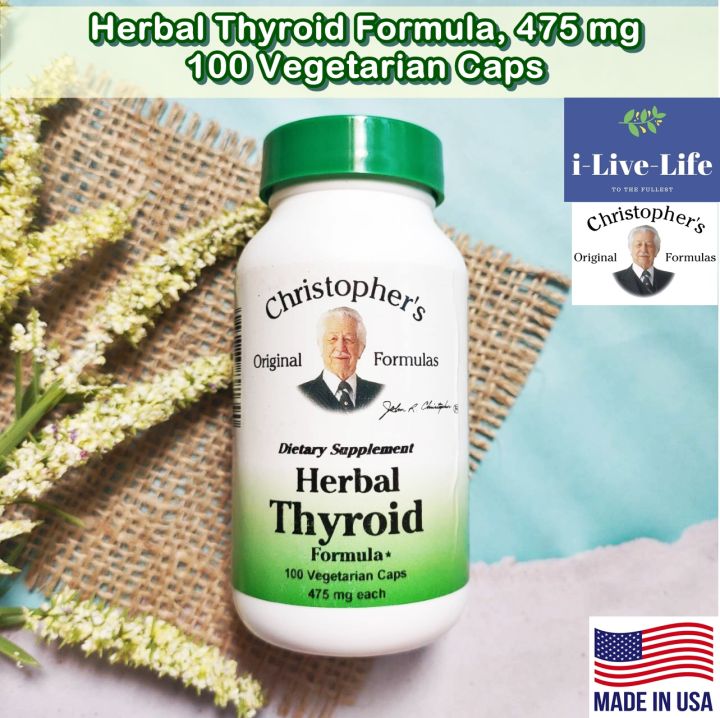 สูตรต้นตำรับสมุนไพรไทรอยด์ Herbal Thyroid Formula, 475 mg, 100 Vegetarian Caps - Christopher's ...