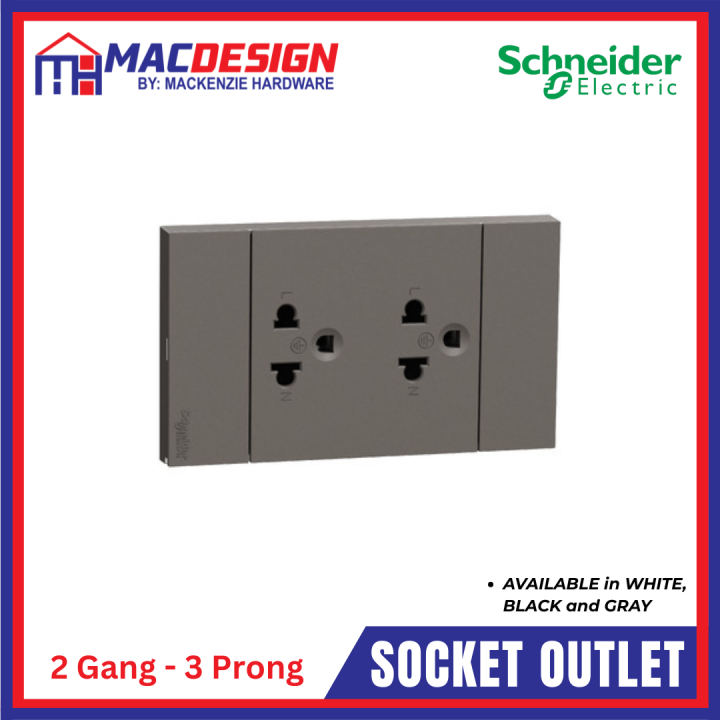 SCHNEIDER 2 Gang 3-Prong Wall Socket | Durable Electrical Outlet ...
