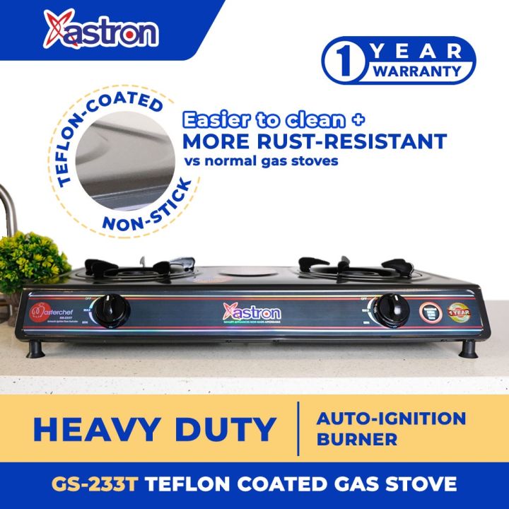 Astron GS-233T Teflon-Coated Double Burner Gas Stove | Heavy Duty | Non ...