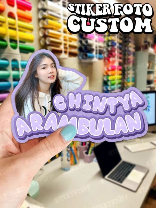 Stiker Personalisasi Wajah & Nama Custom - Pelangi/Blueberry/Apricot ...