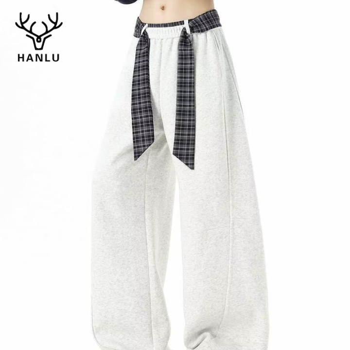 Hanlu กางเกงลำลองวอร์มขากว้างทรงหลวมสำหรับผู้ชายขาตรงสไตล์ฮ่องกงอิน ...