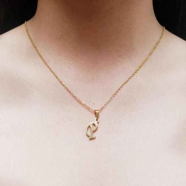 Alphabet Pendant Letter P Stainless Gold Necklace (Non-Tarnishing ...