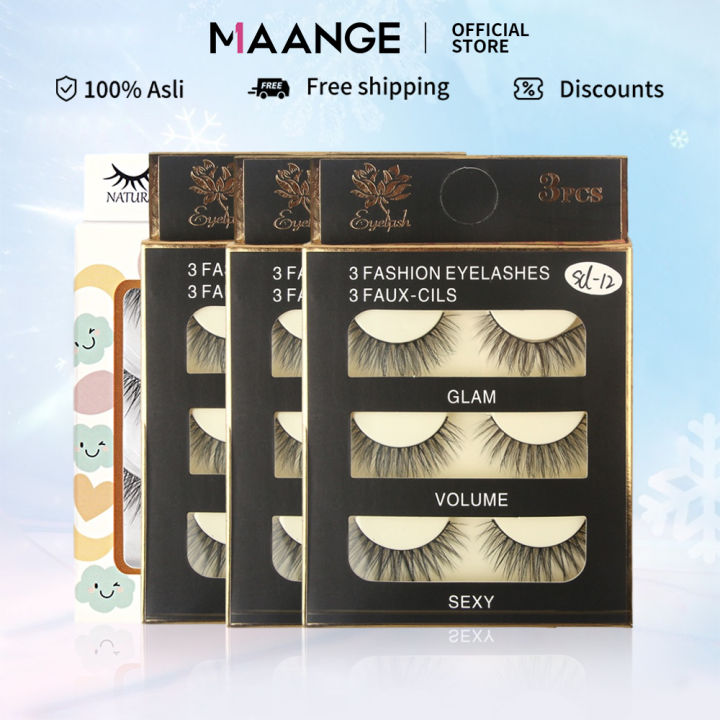 MAANGE Bulu Mata 3D Eyelash Extension Lembut 3 Pasang Bulu Mata Palsu ...