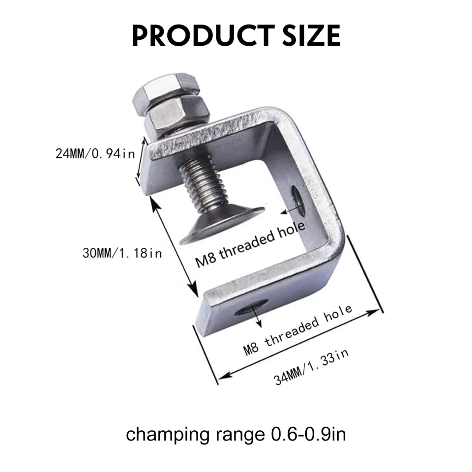Beam Clamp Eunenete 304 Stainless Steel C Clamp,1 1/2 Inch Tiger Clamp ...