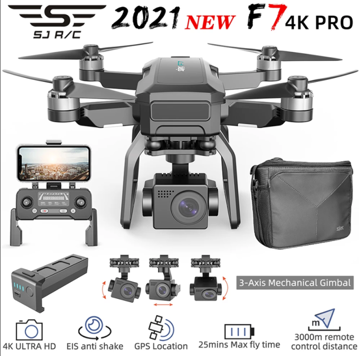 เครื่องโดรน4K F7S 4K PRO,F7ใหม่พร้อมกิมบอล3แกนกล้อง HD Fprofessional RC ...