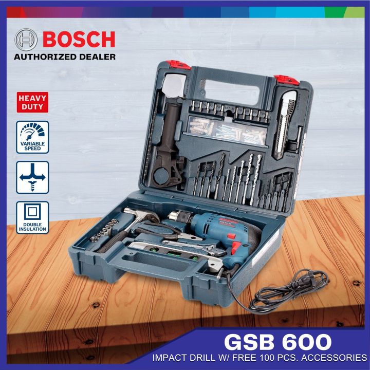 Bosch Impact Drill GSB 600 100pcs Tool Kit Set with Case 06011A03K1 ...