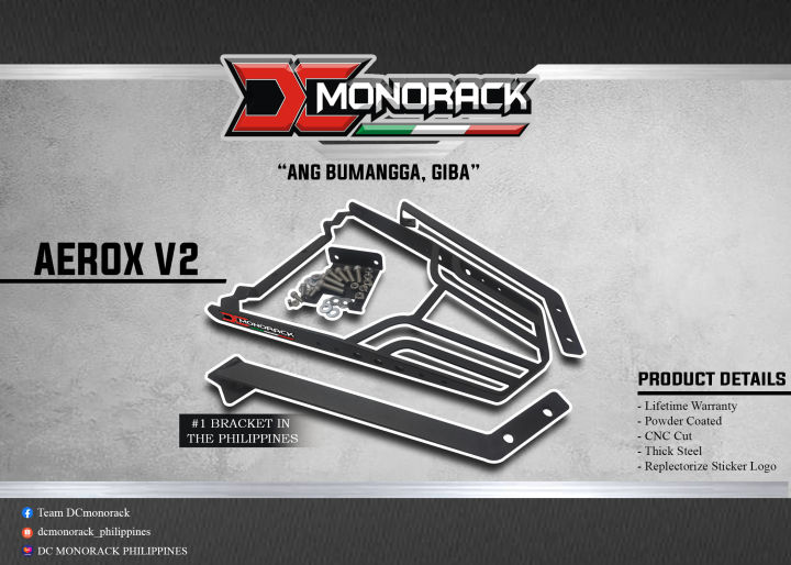 YAMAHA AEROX 155 V2 - ORIGINAL DC MONORACK TOPBOX BRACKET (OFFICIAL ...
