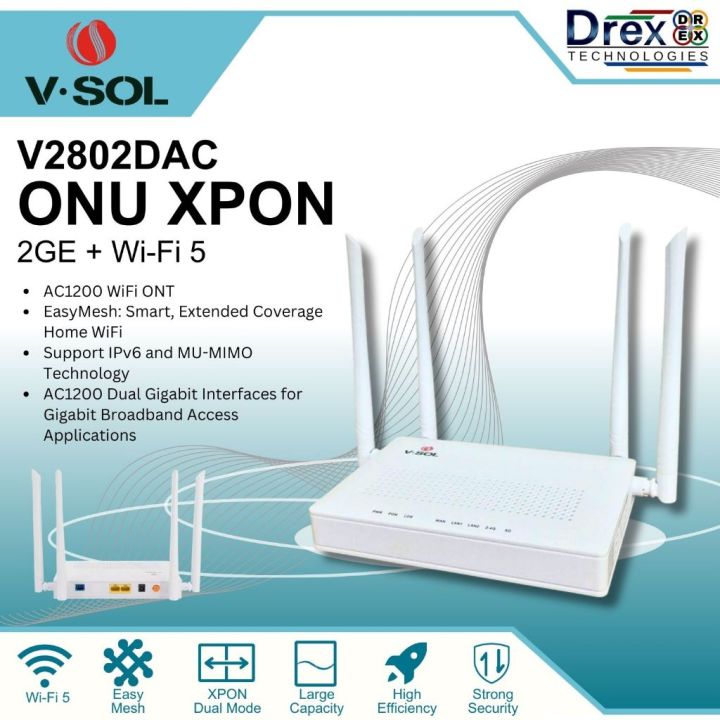 Vsol V2802DAC 2GE+Wifi 5 ONU XPON | Lazada PH