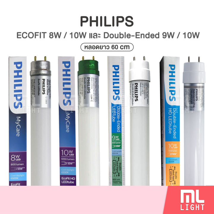 MLLIGHT - Philips หลอดไฟ led T8 60cm แสงขาว (1หลอด/10หลอด) ไฟเข้าทาง ...